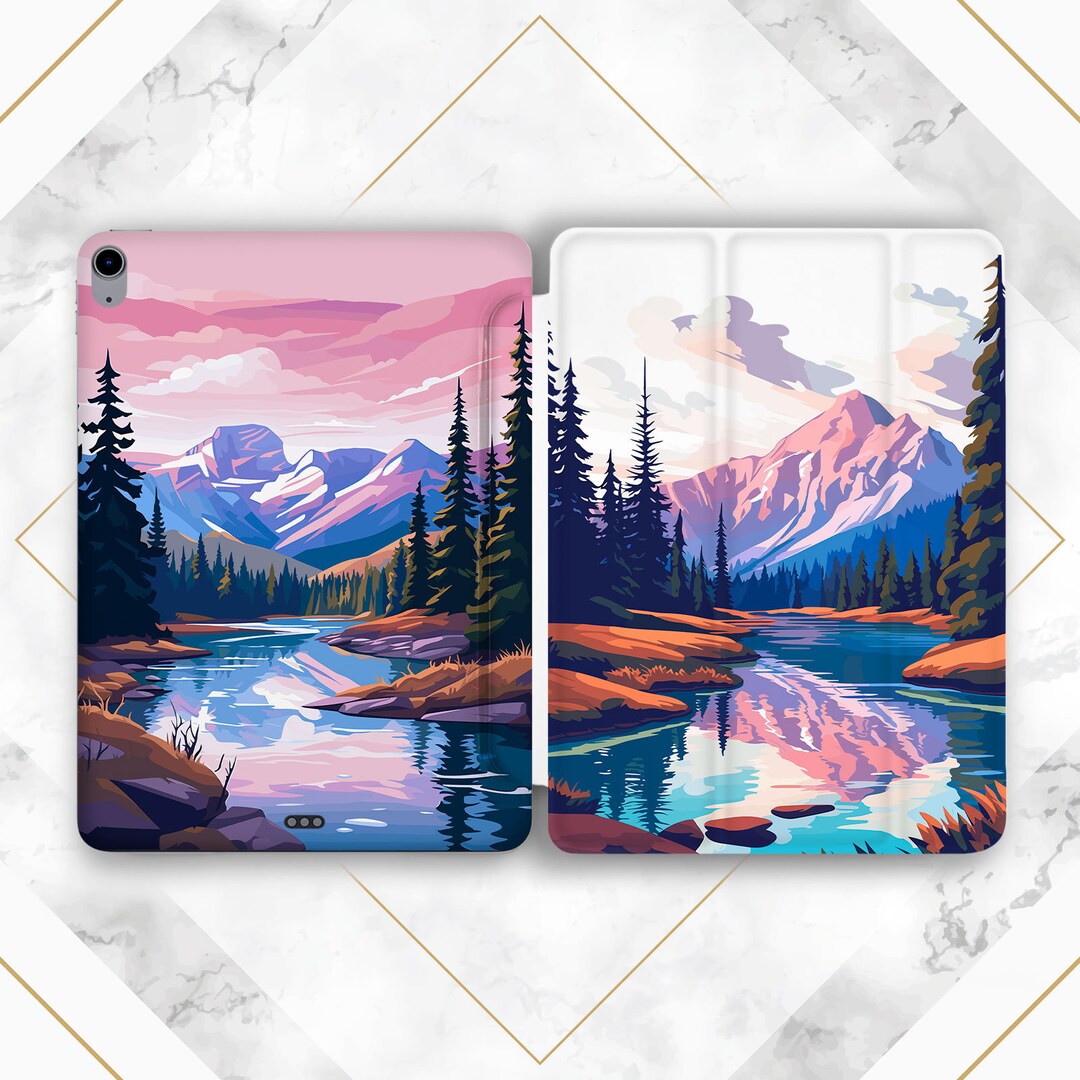 Aesthetic Nature Art Mountains Print iPad Case Forest iPad Smart Case ...