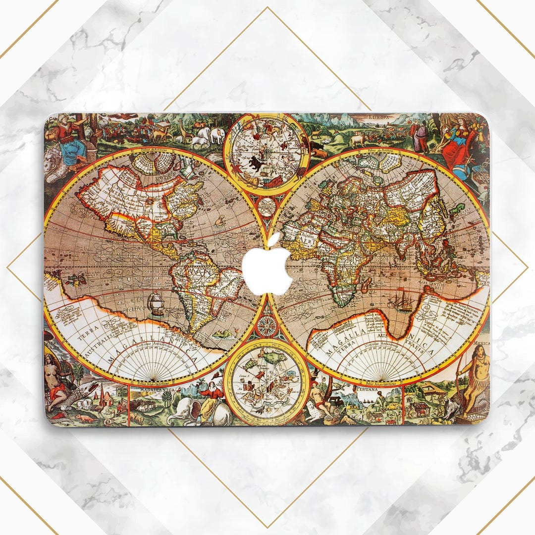 Vintage Map Print World Map Art Case MacBook Hard Case MacBook Case ...