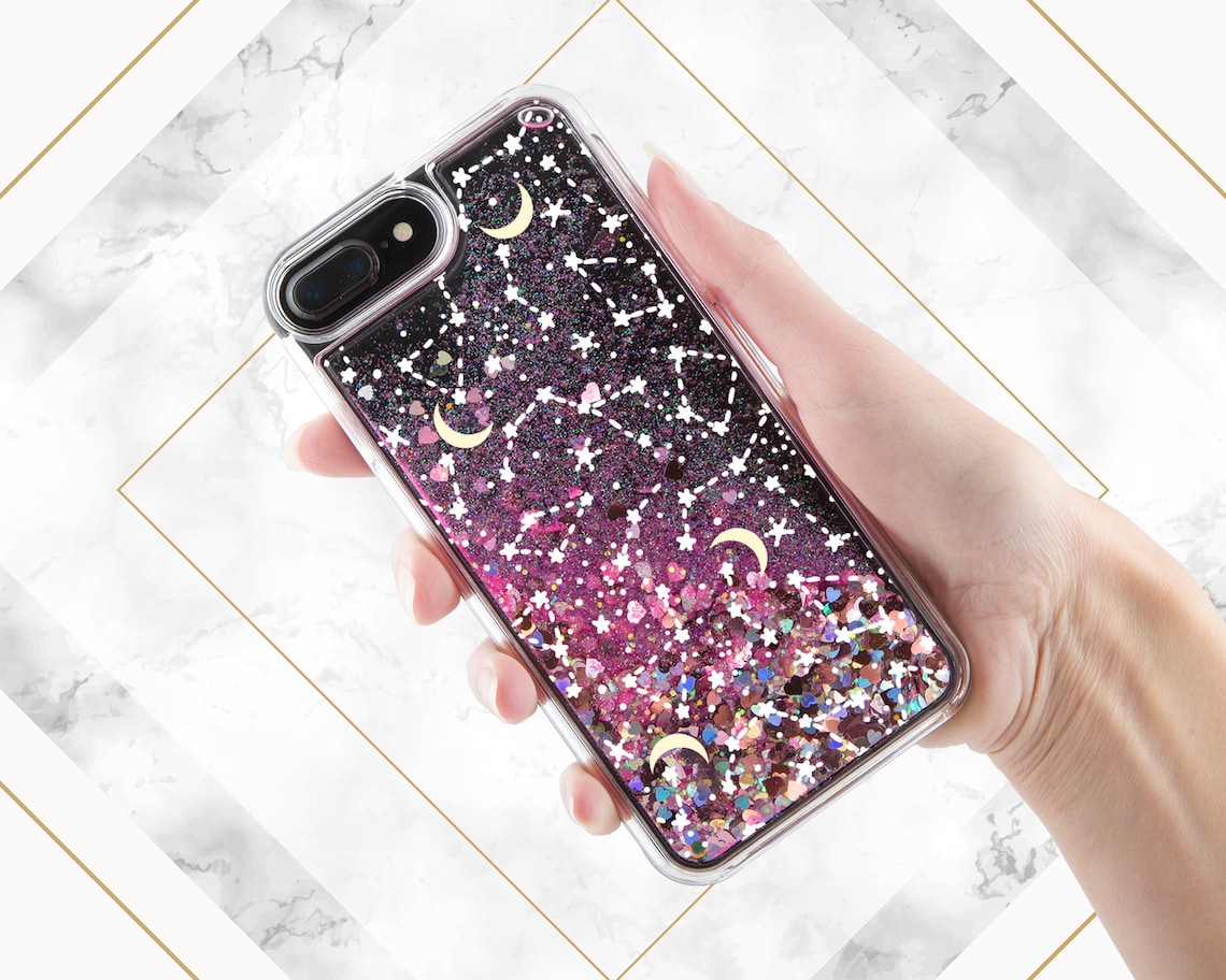Phone case stars iPhone glitter case iPhone case moon Case for | Etsy