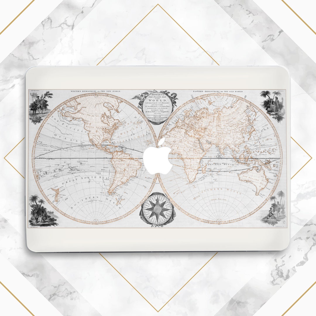 Vintage Map MacBook Hard Case World Map Print MacBook Case Travel ...