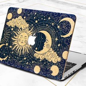 MacBook Case Moon Pro 16 Case Vintage Sun Golden Glitter Rose Gold Case ...