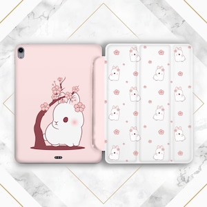 Kawaii Bunny Case iPad Case Animal Cute Rabbit Case iPad White Pink ...