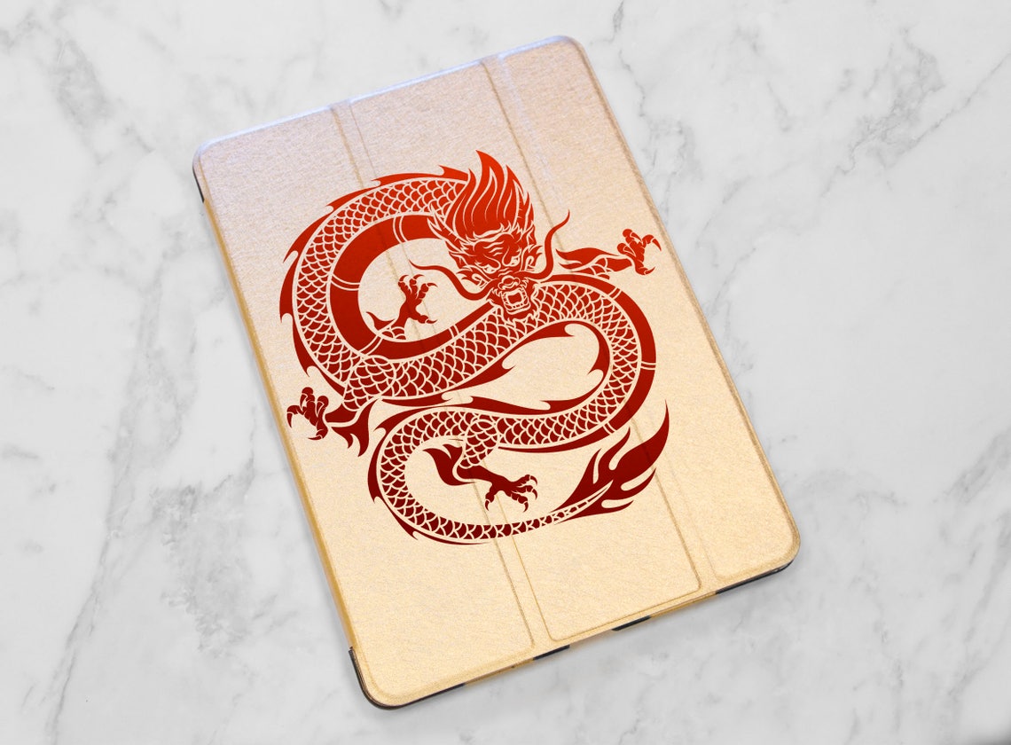 Ipad Case China Red Dragon Case Ipad Case Dragon Golden Case | Etsy
