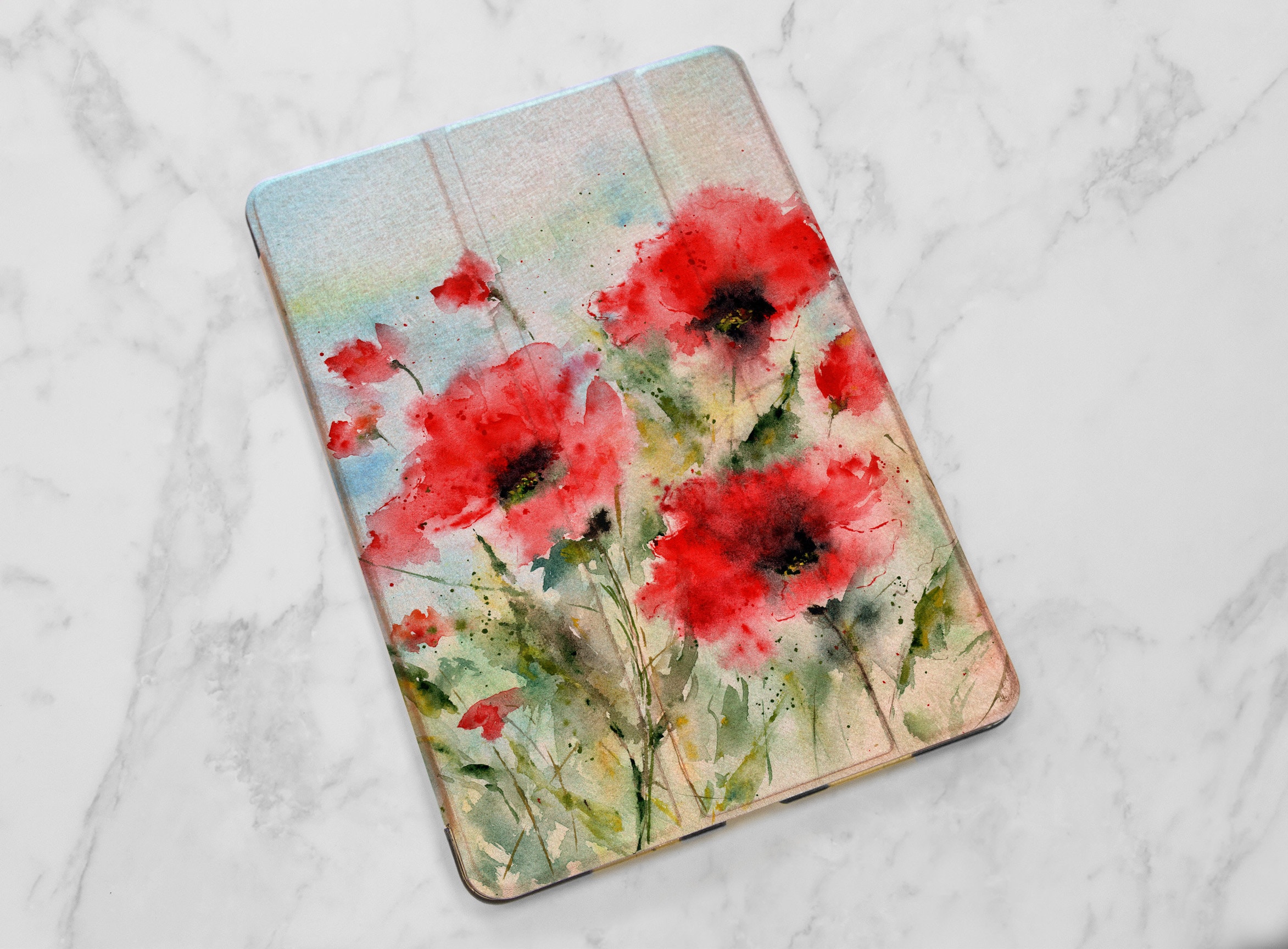 Poppy Flowers Ipad Golden Case Wild Flowers Ipad 7th Gen Case | Etsy