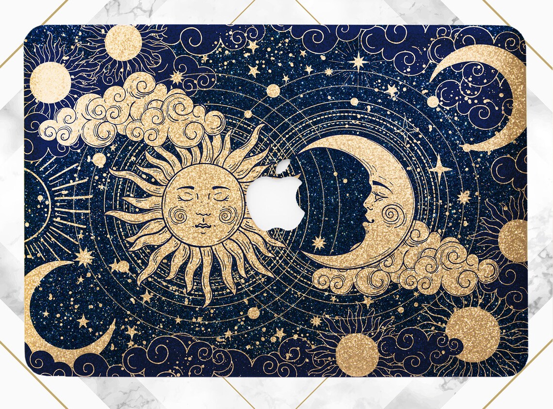 Macbook Case Moon Pro 16 Case Vintage Sun Golden Glitter Rose | Etsy