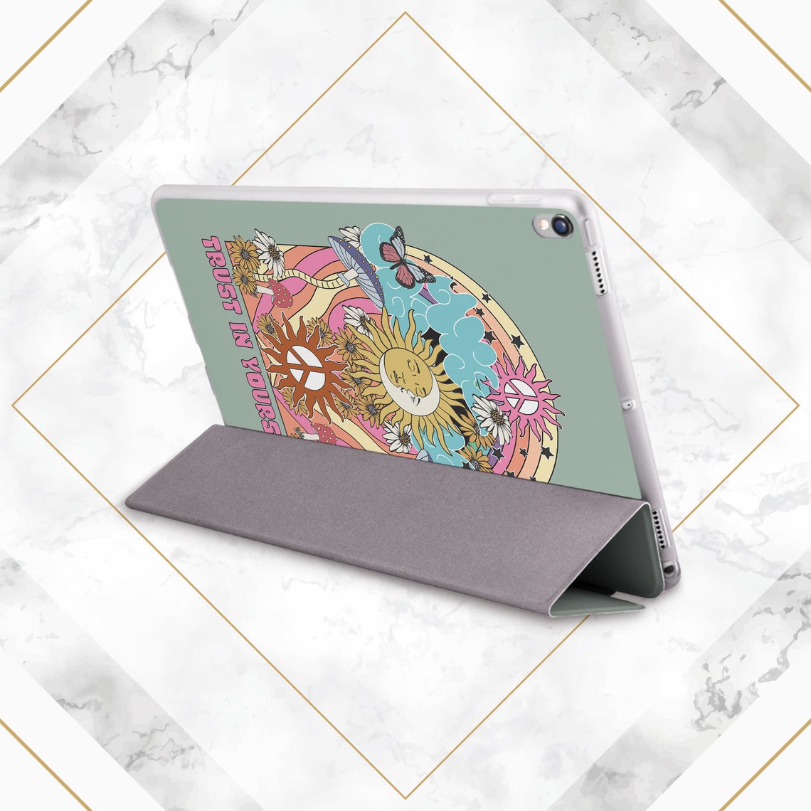 Hippie Art Case iPad Case 60s 80s Palm Tree Print iPad Case Summer iPad ...
