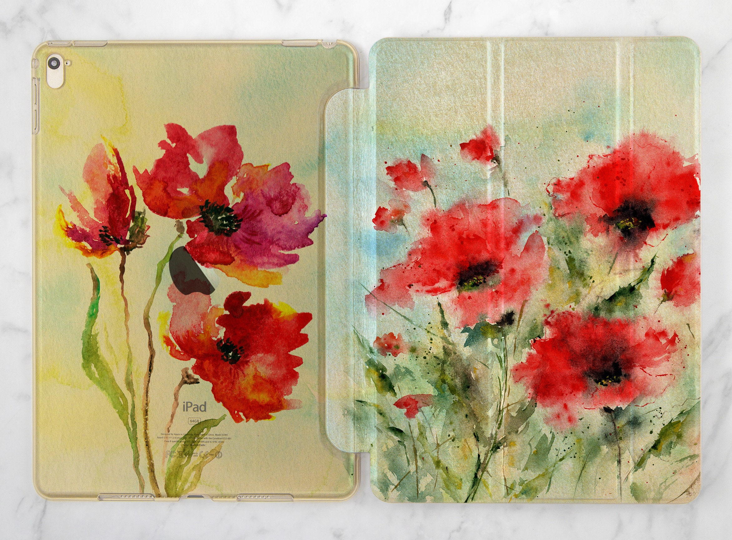 Poppy Flowers Ipad Golden Case Wild Flowers Ipad 7th Gen Case | Etsy