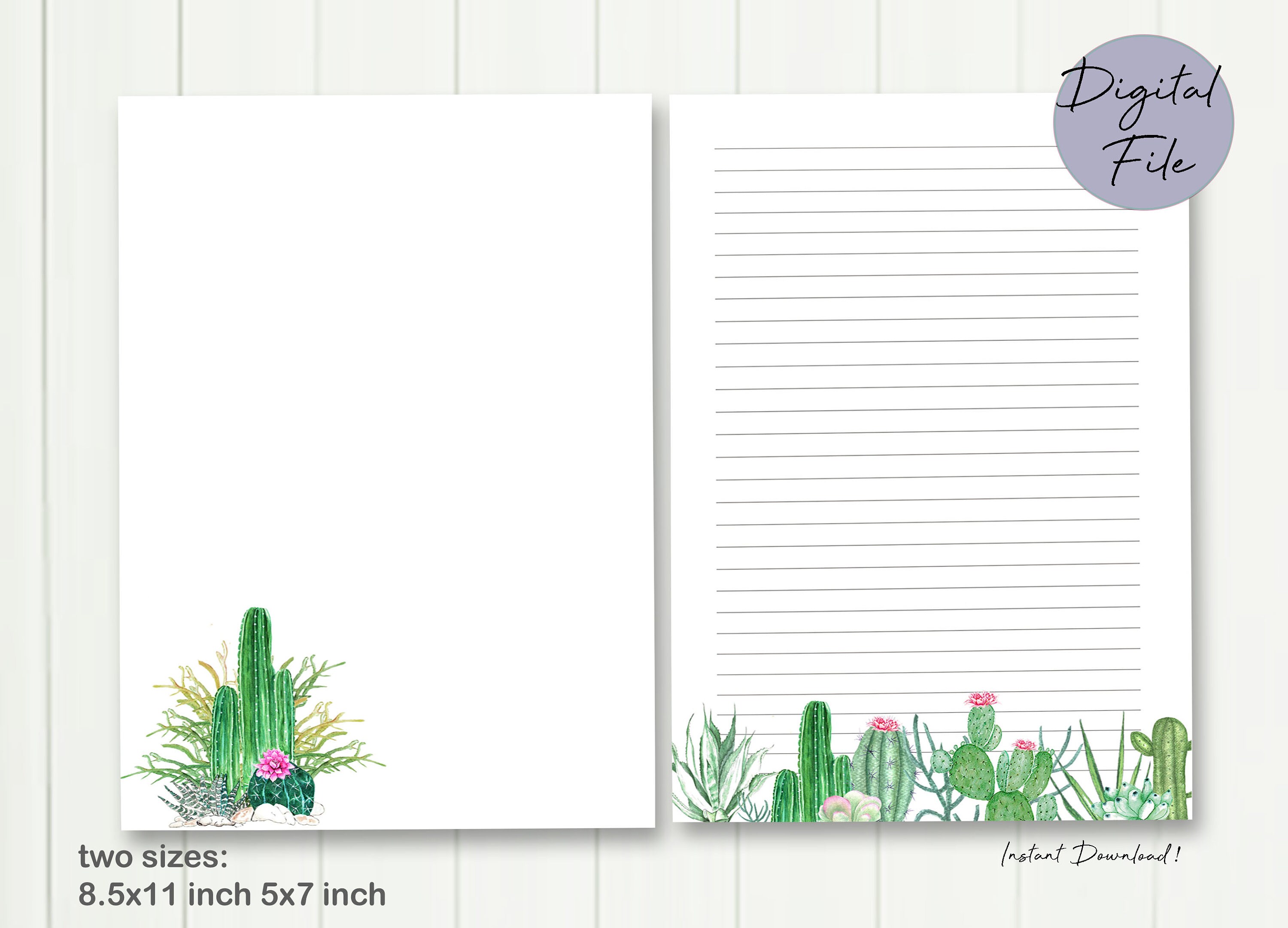 Stationery Writing Paper PRINTABLES Letter Paper 5x7 - Etsy