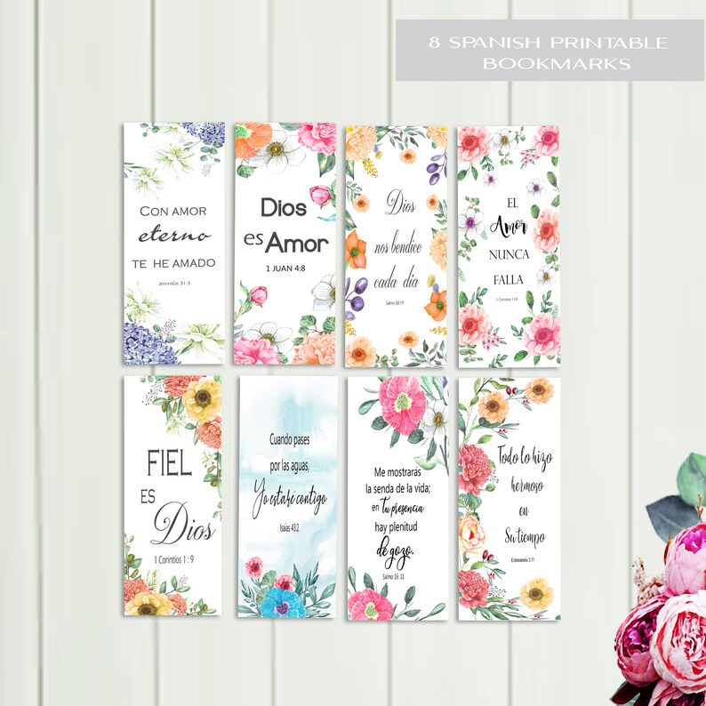 Spanish Bible Bookmarks Printable Set of 8 7 X 2.5 Inches - Etsy