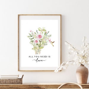 All You Need is Love, Wall Art, Printable, Inspirational Art, Printable ...