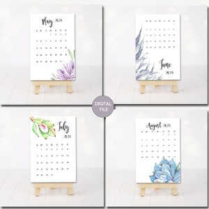 Printable 2024 Calendar Succulent, Succulent Desk Calendar, Watercolor ...