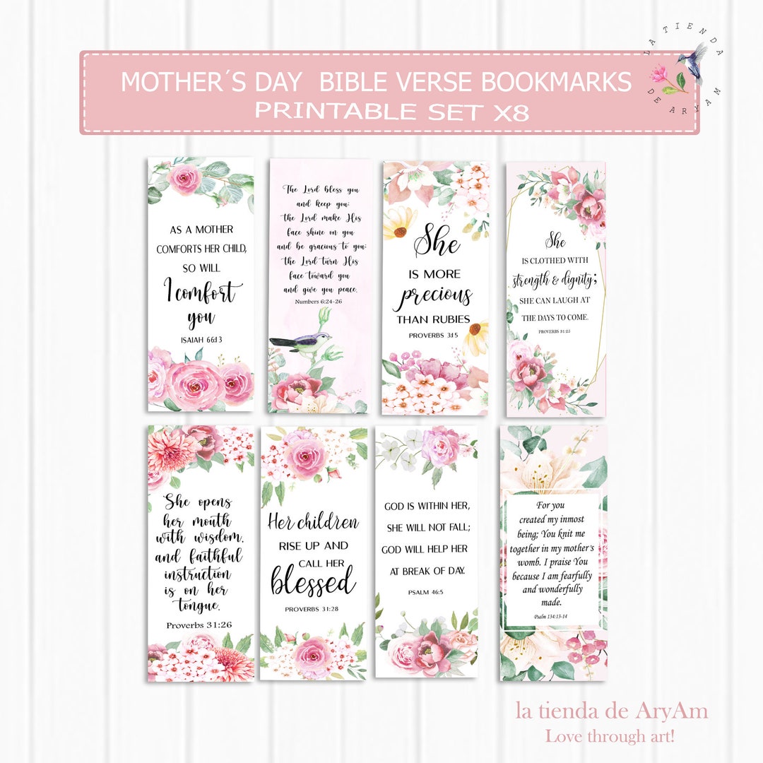 Printable Bible Verse Bookmarks, Mother's Day Bible Verses Bookmarks ...