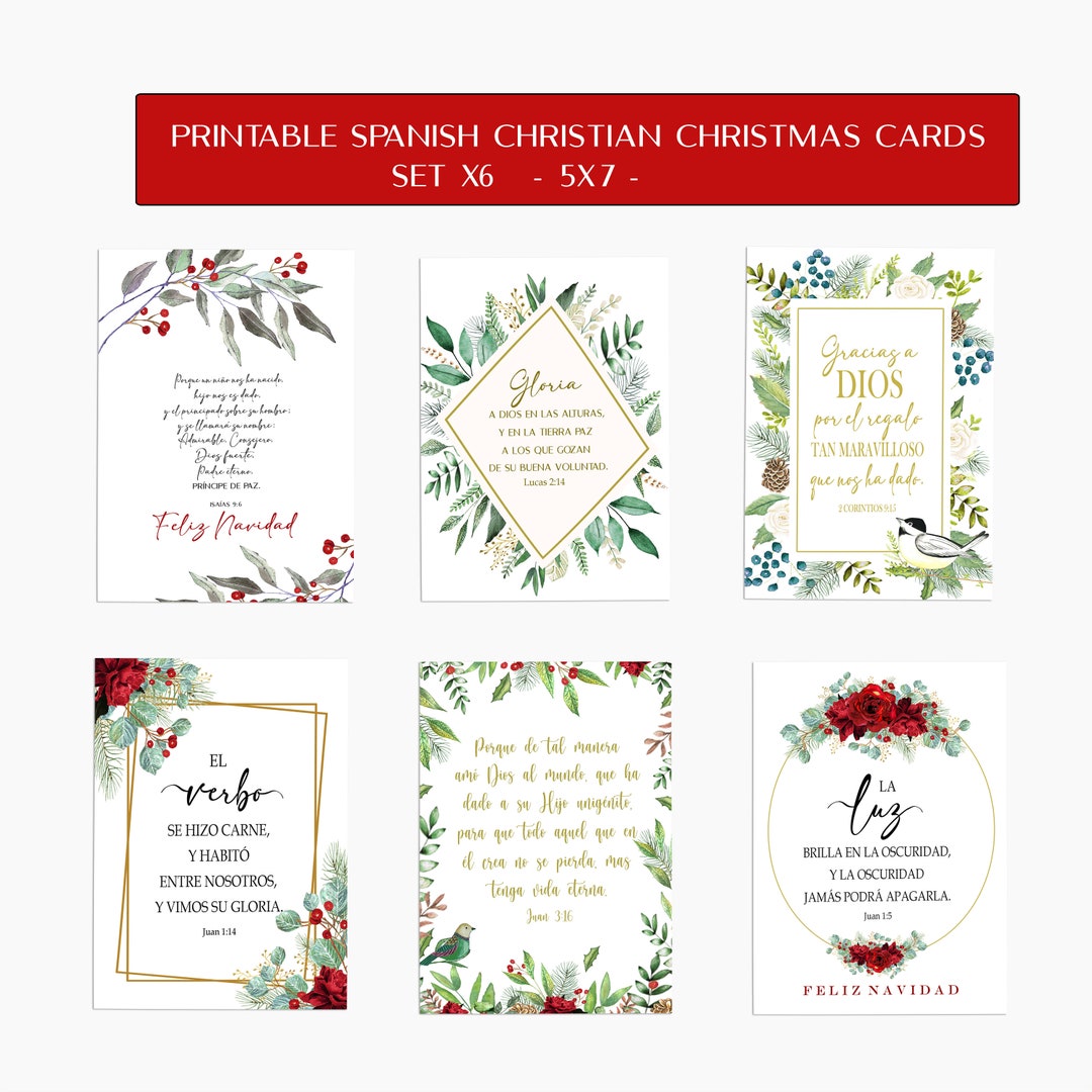Printable Spanish Christian Christmas Card Set, Spanish Christmas Bible ...