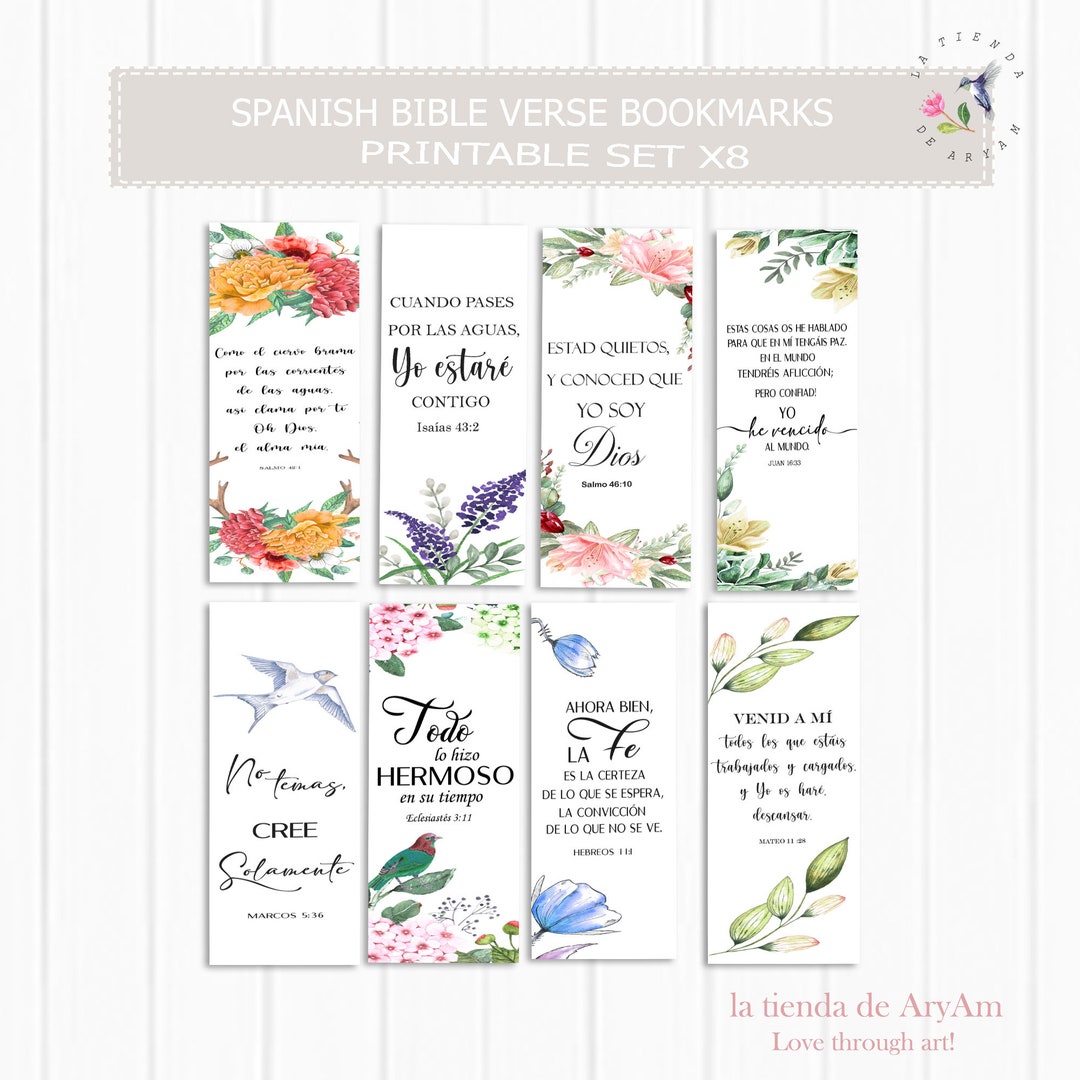 Spanish Bible Bookmarks, Printable Set of 8, 7 X 2.5 Inches, Instant ...