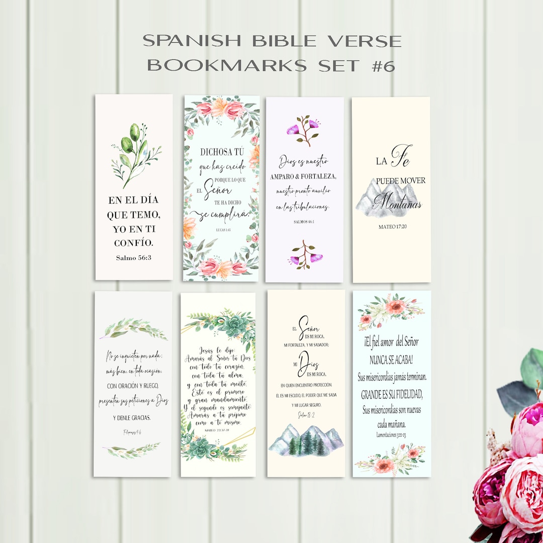 Spanish Bible Bookmarks, Printable Set of 8, 7 X 2.5 Inches, Instant ...