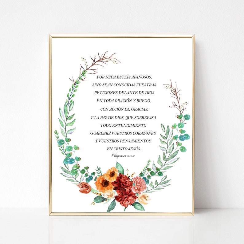 Filipenses 4:6-7 Spanish Bible Verse Spanish Philippians 4 - Etsy