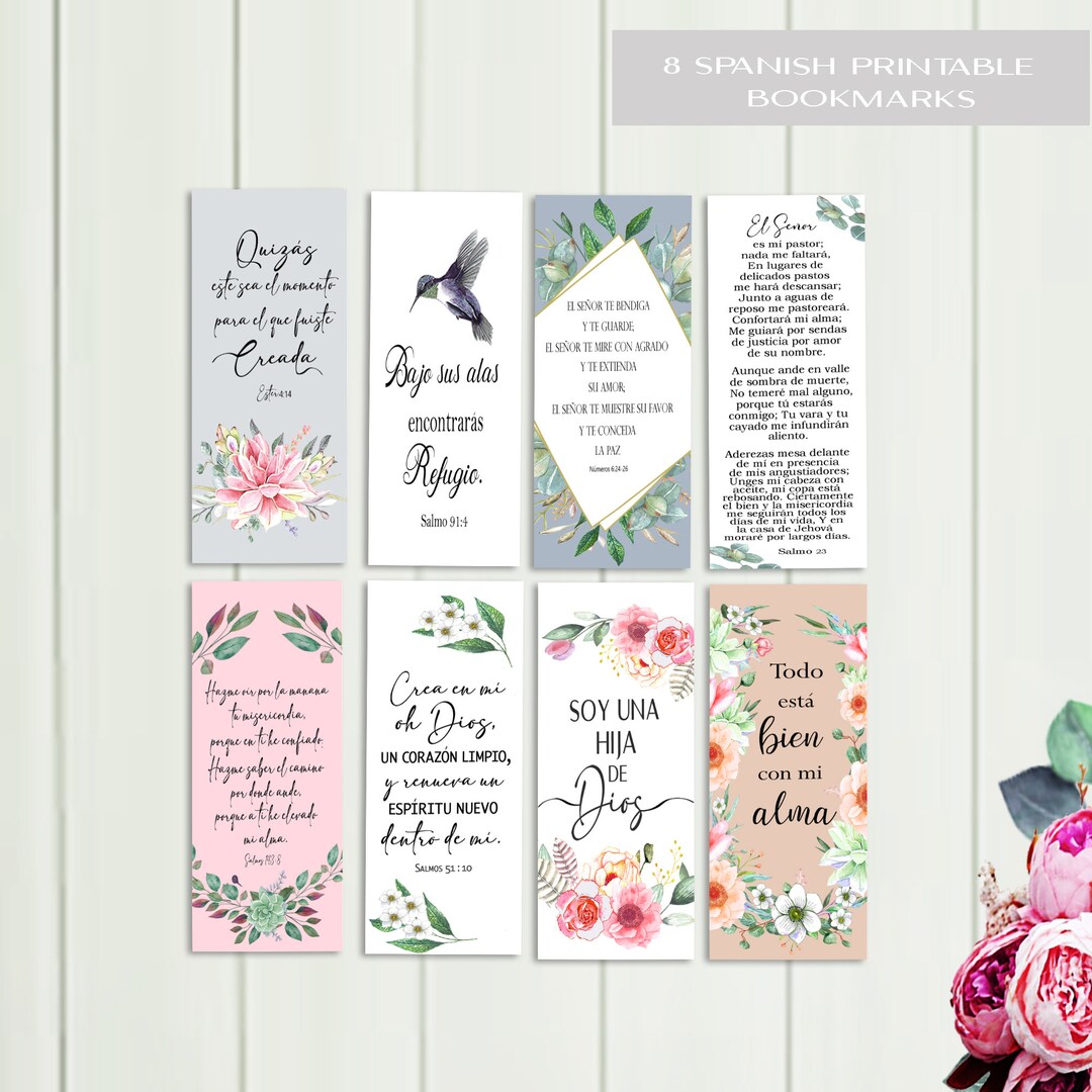 Spanish Bible Bookmarks, Printable Set of 8, 7 X 2.5 Inches, Instant ...
