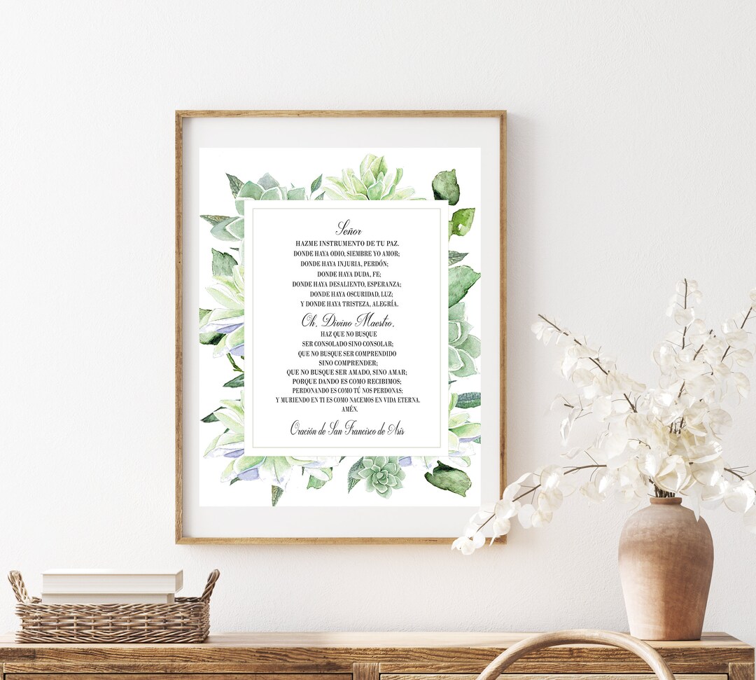 Spanish Prayer of Saint Francis, Oracion De San Francisco, Oracion Por ...