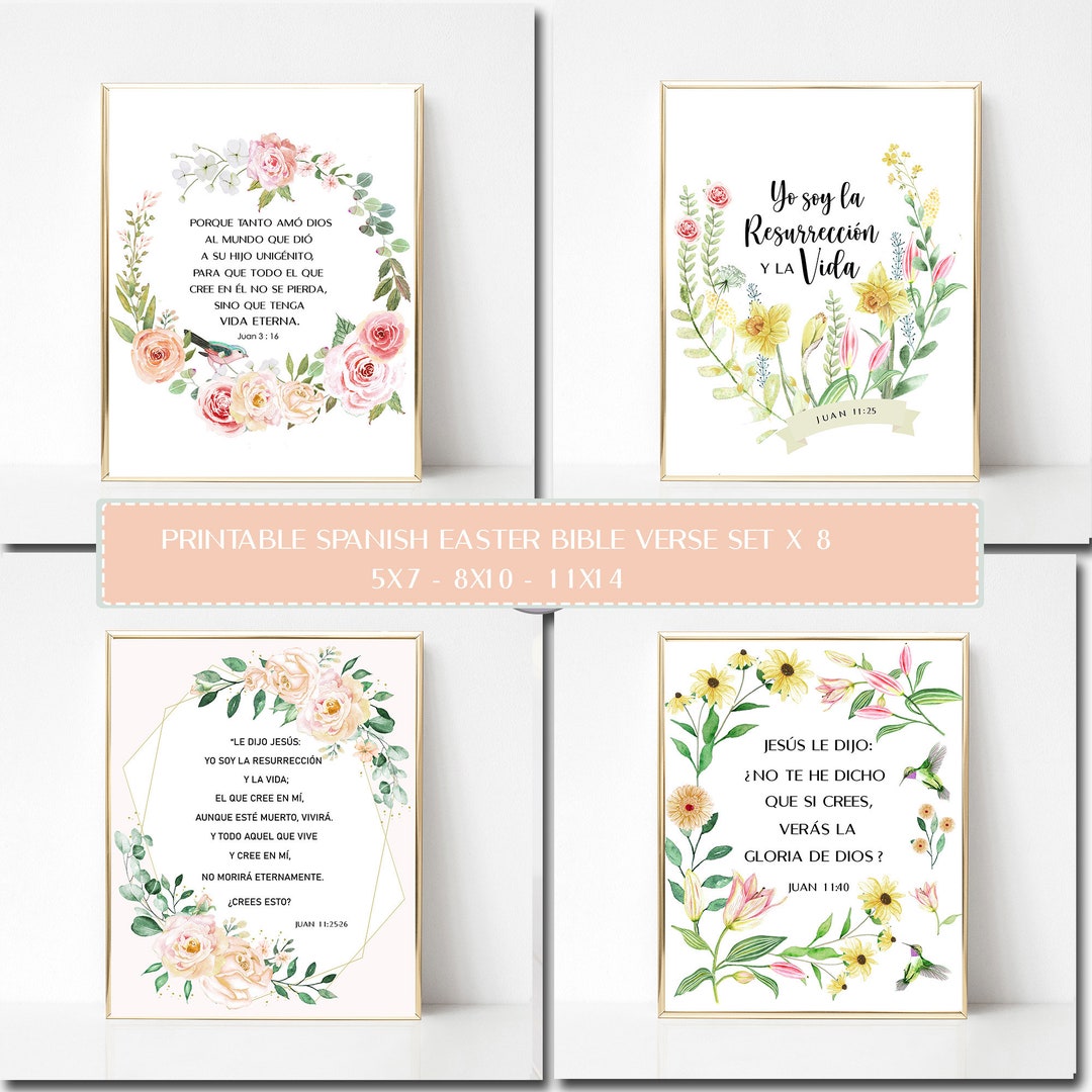 Printable Spanish Easter Bible Verse Set, Set X8 Spanish Easter Bible ...