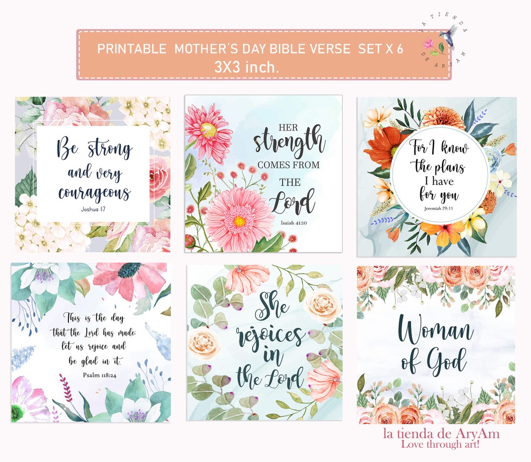 Printable Bible Verse Cards, Mother's Day Scripture Cards, Mother's Day ...