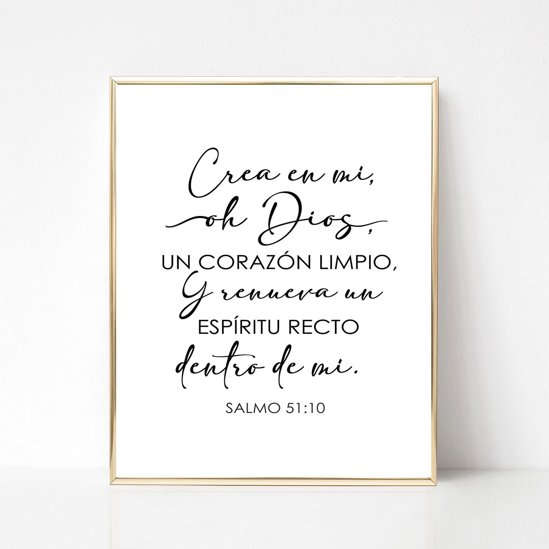 Spanish Bible Verse, Salmo 51:10 , Spanish Psalm 51 10, Printable, Spanish Bible Verse, Spanish ...
