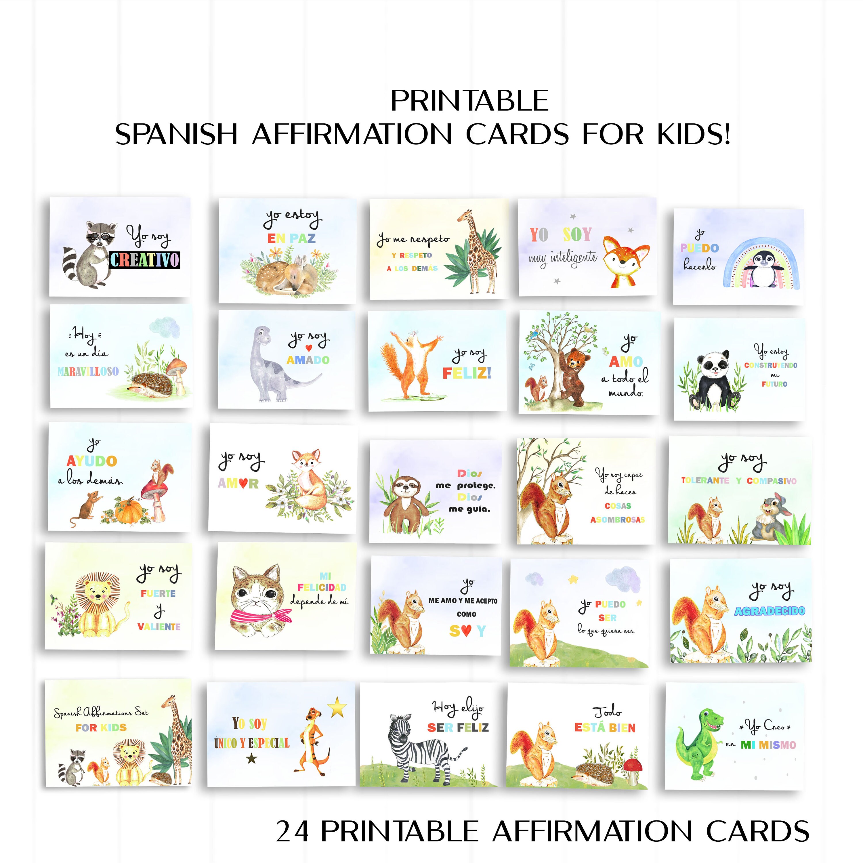 Spanish Affirmations for Kids Spanish Positivity Cards - Etsy