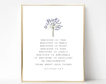 Philippians 4 8 Sign Whatever is True Wall Art Printable - Etsy