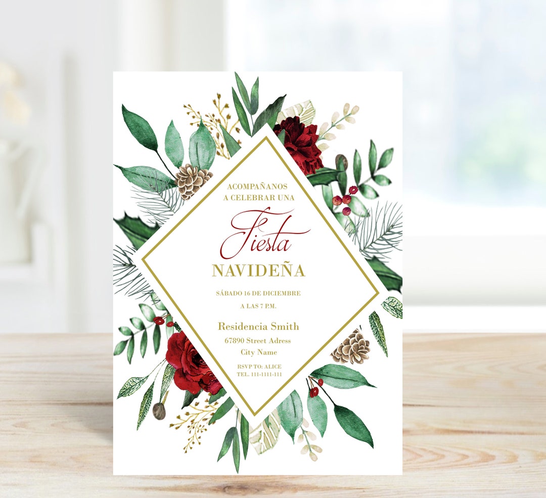 Spanish Christmas Party Invitation, Spanish Christmas Party Invite ...