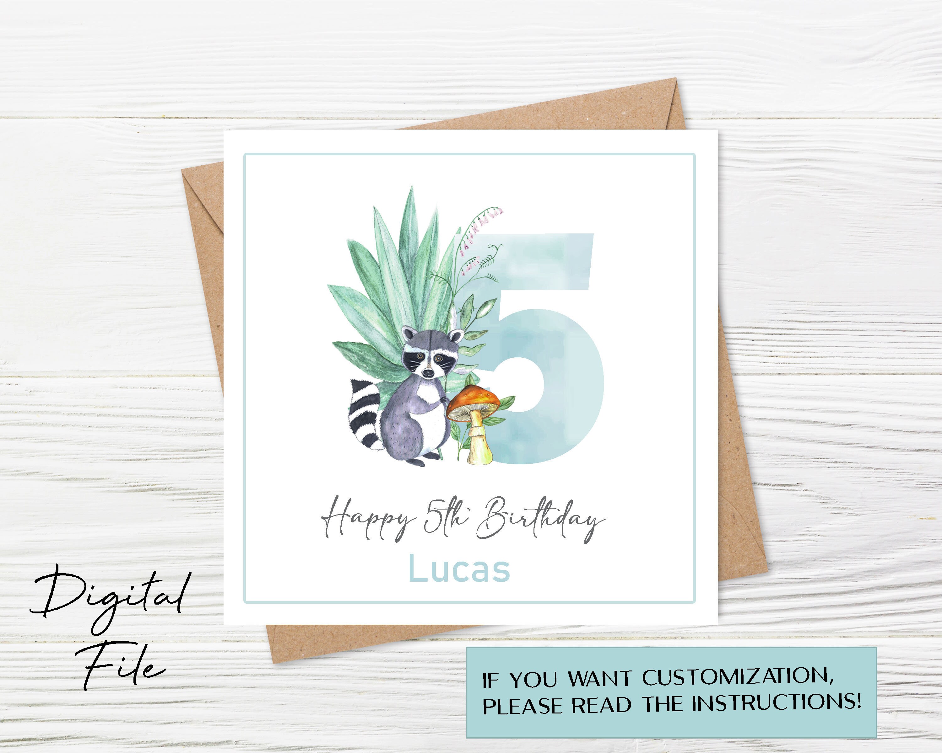 Printable Happy 5th Birthday Card 5th Birthday Card Kids - Etsy