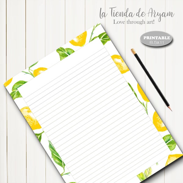 Lemon Watercolour Stationary - Etsy