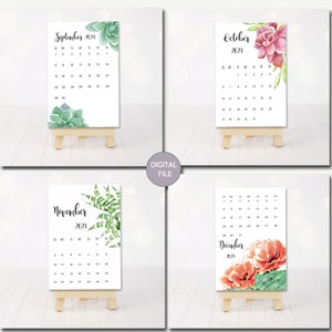 Printable 2024 Calendar Succulent, Succulent Desk Calendar, Watercolor ...