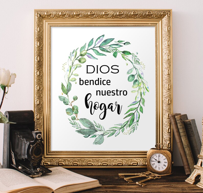 Dios bendice nuestro hogar Imprimible español decoración | Etsy
