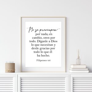 Spanish Bible Verse, Spanish Philippians 4:6, No Se Preocupen Por Nada, Filipenses 4 6, Spanish ...