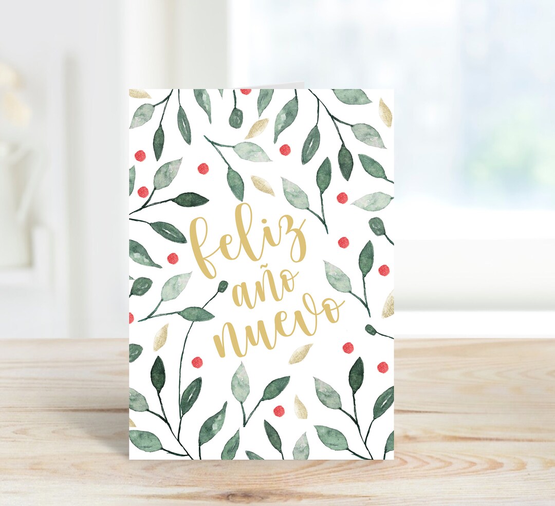 Feliz Año Nuevo, Spanish Happy New Year Card, Spanish Christmas ...