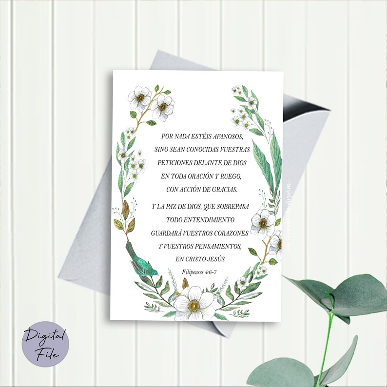 Filipenses 4:6-7 Spanish Bible Verse Spanish Philippians 4 - Etsy