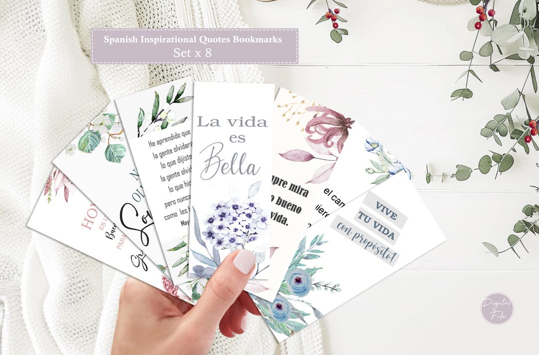 Spanish Quotes Bookmarks, Printable Set of 8, 7 X 2.5 Inches, Instant ...
