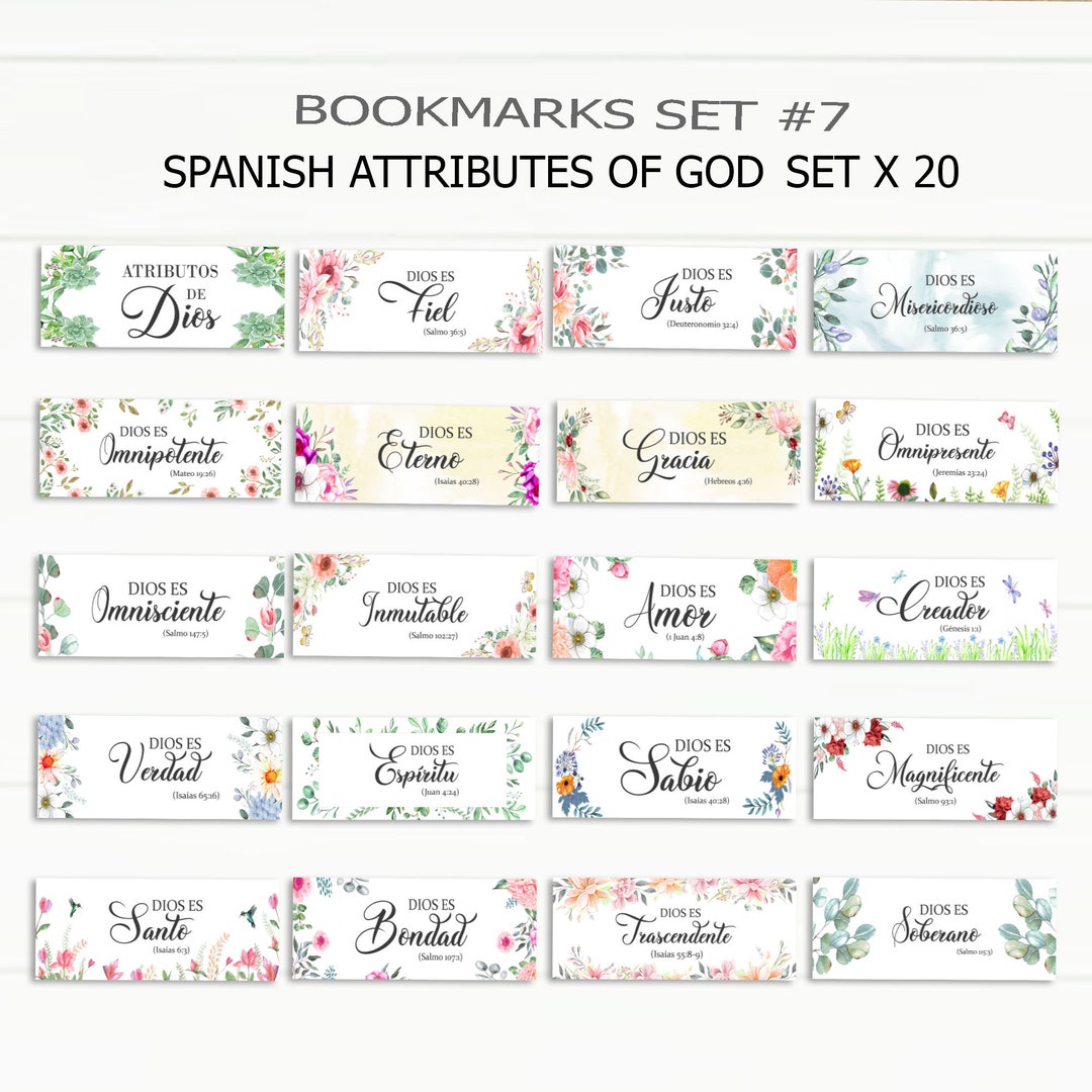 Spanish Attribute of God Bookmarks, Los Atributos De Dios Bookmarks ...