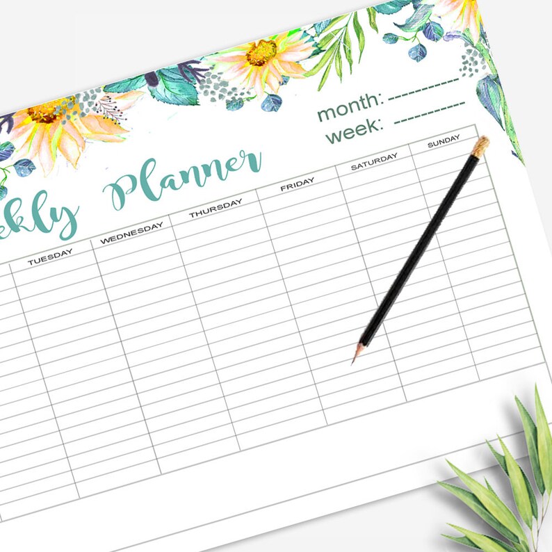 Weekly Planner Printable Weekly Desk Planner Weekly Planner | Etsy
