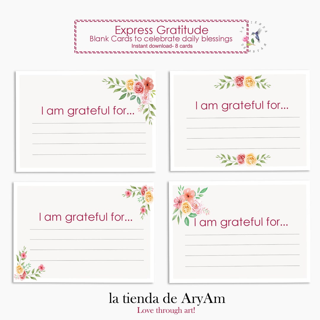 Thankful Printable Mini Cards, I Am Thankful for Tags Set, Printable I ...