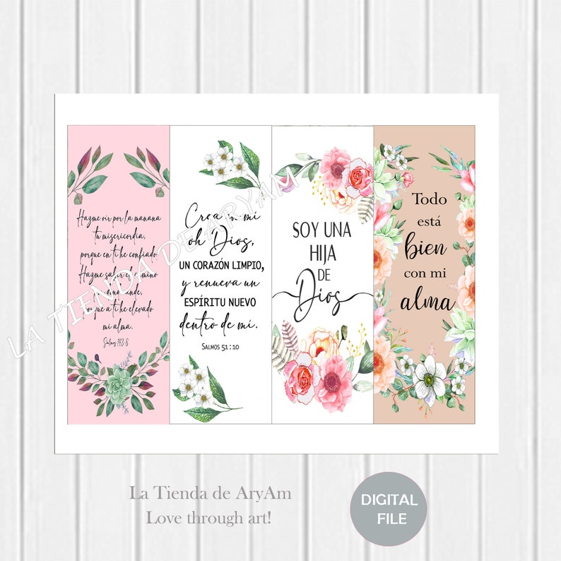 Spanish Bible Bookmarks Printable Set of 8 7 X 2.5 Inches | Etsy