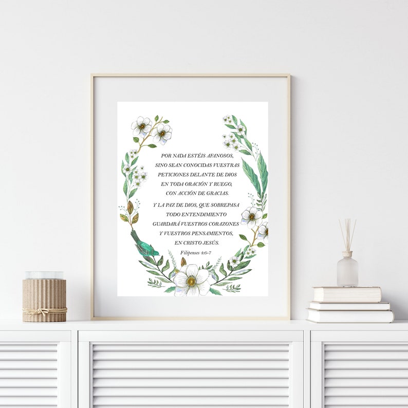 Filipenses 4:6-7 Spanish Bible Verse Spanish Philippians 4 - Etsy