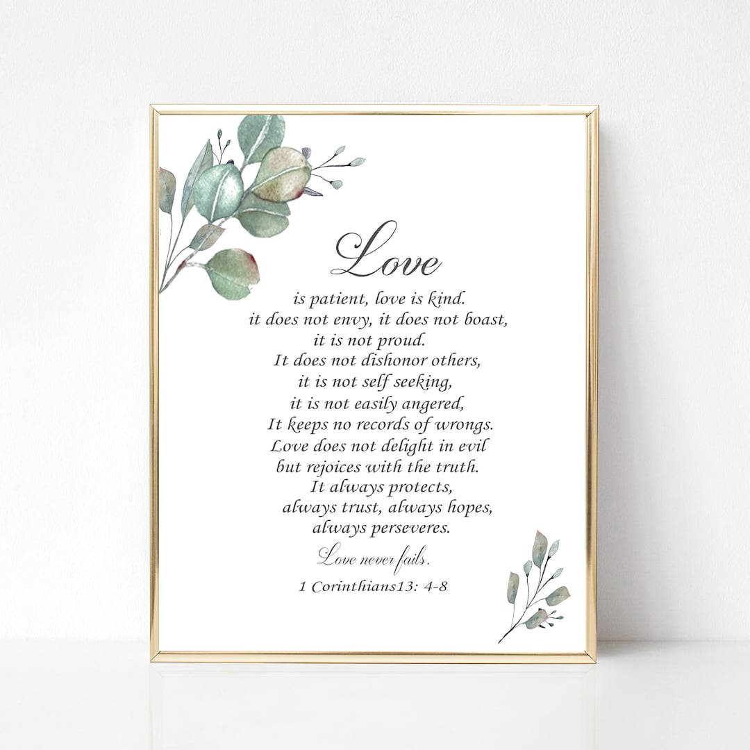 Love is Patient, Love is Kind, Bible Verse Wall Art, Christian Art, 1 ...