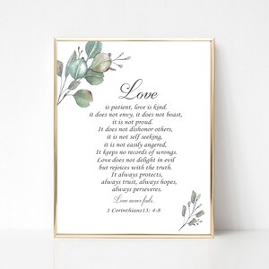 Love is Patient, Love is Kind, Bible Verse Wall Art, Christian Art, 1 ...