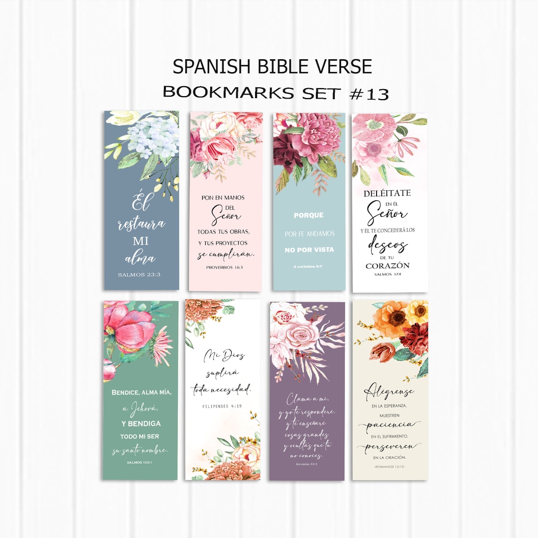 Spanish Bible Bookmarks, Printable Set of 8, 7 X 2.5 Inches, Bookmarks ...