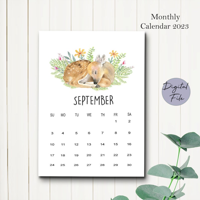 Printable 2023 Calendar Cute Animals Calendar Monthly - Etsy Israel