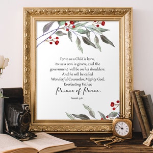 Isaiah 9:6 Printable, for to Us a Child is Born, Christmas Scripture ...