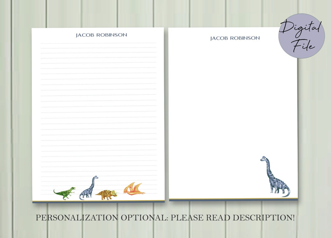 Dinosaur Stationery Printable Dinosaur Notepad Letter Paper - Etsy