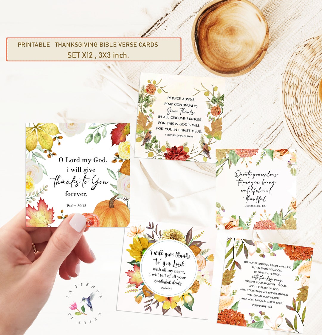 Printable Thanksgiving Bible Verse Cards, Thanksgiving Scripture Cards ...