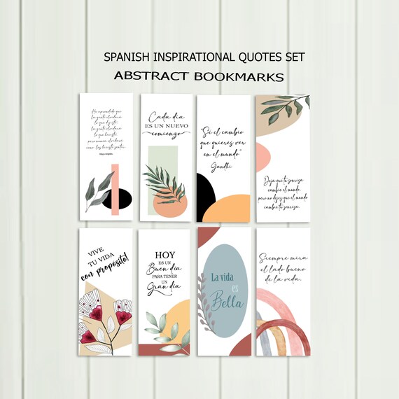 Spanish Quotes Bookmarks Printable Set of 8 7 X 2.5 Inches - Etsy
