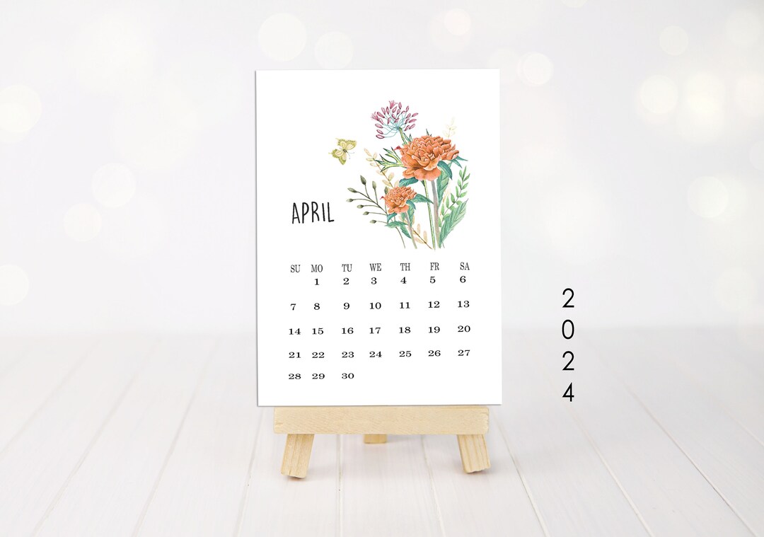 Printable 2024 Calendar, Wildflowers Calendar, Monthly Calendar, Desk ...
